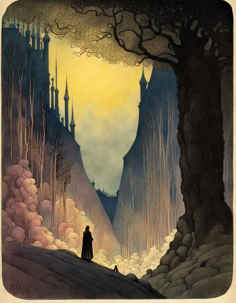 art by Sidney Sime, colored - AI Generated Artwork - NightCafe Creator