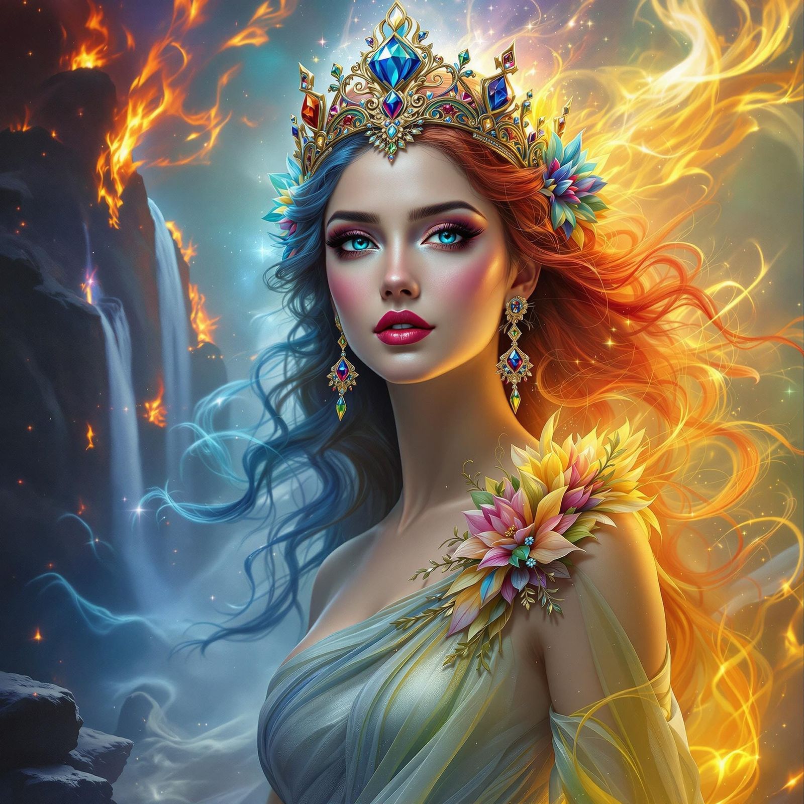 Goddess of the Four Elements - Ethereal Goddess Embodies Fou...