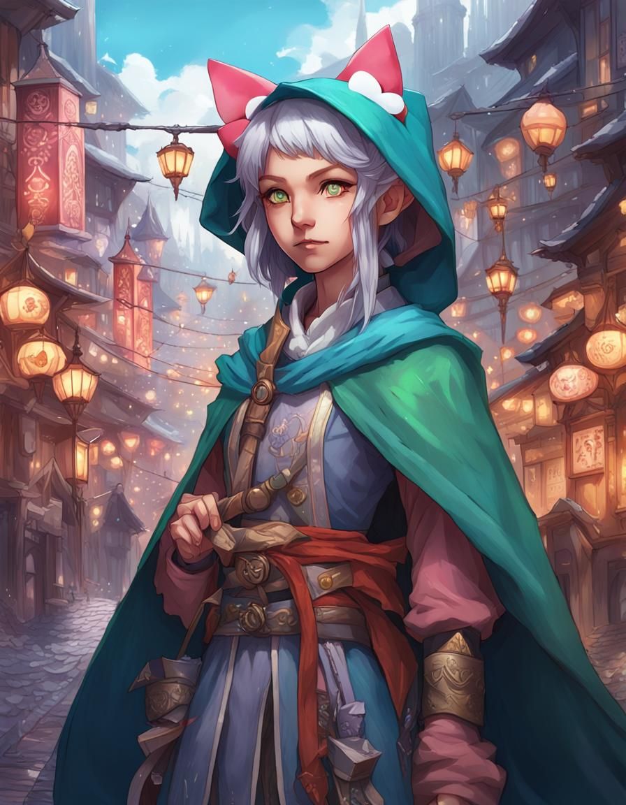 AD&D Wizard Hello Kitty Elf 005 - AI Generated Artwork - NightCafe Creator