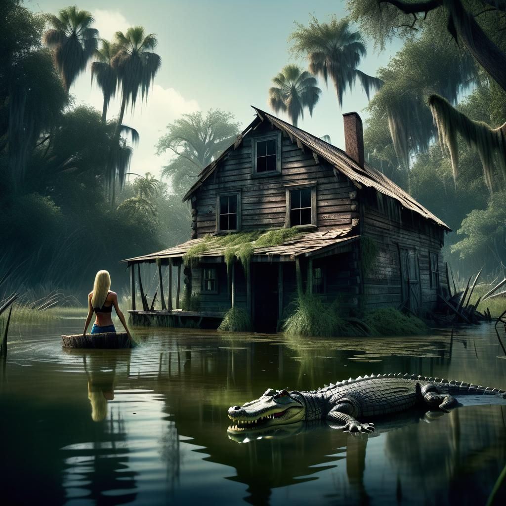 Swamp Life in Alligator Country - AI Generated Artwork - NightCafe Creator