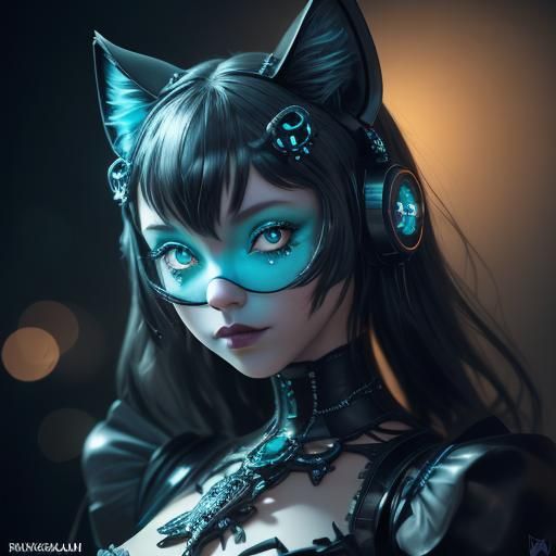 Realistic Stunningly Cute half Robotic/real cat with fleur de lis on it ...