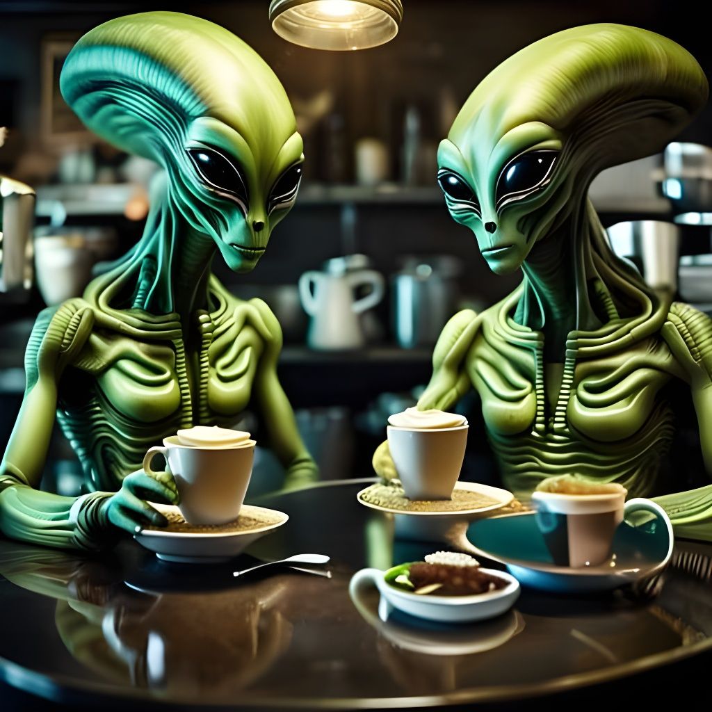 Alien Coffee Shop in Space - AI Generated Artwork - NightCafe Creator
