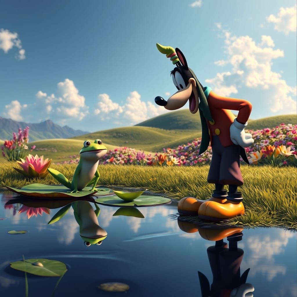 Goofy and frog - Goofy and frog