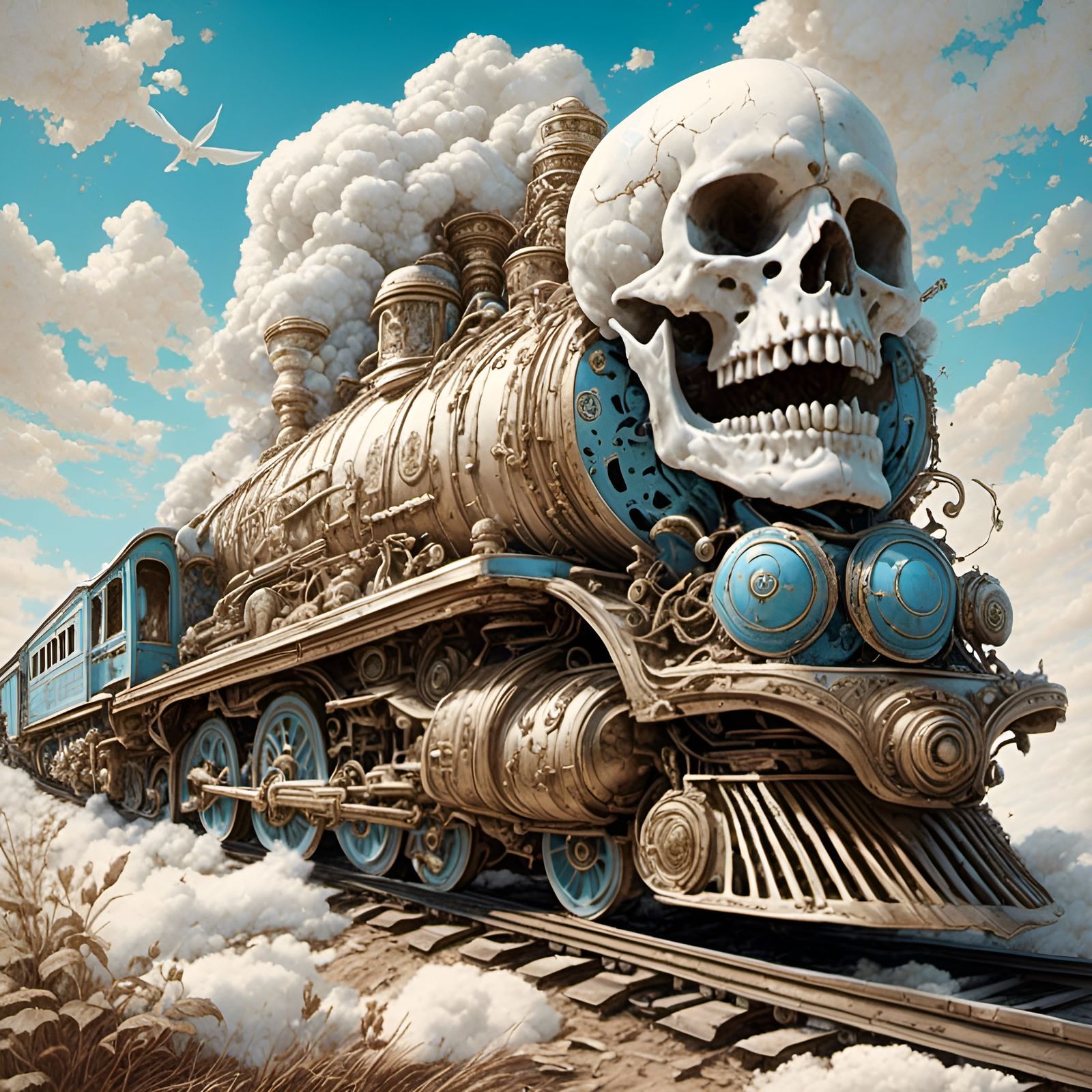 Skull Train - AI Generated Artwork - NightCafe Creator