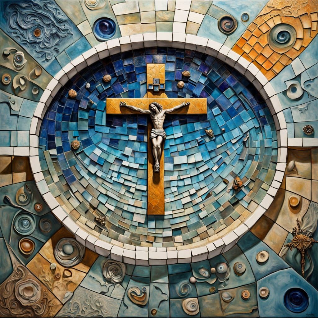 Tiled Art Interpretation of the painting where a crucifix is floating ...