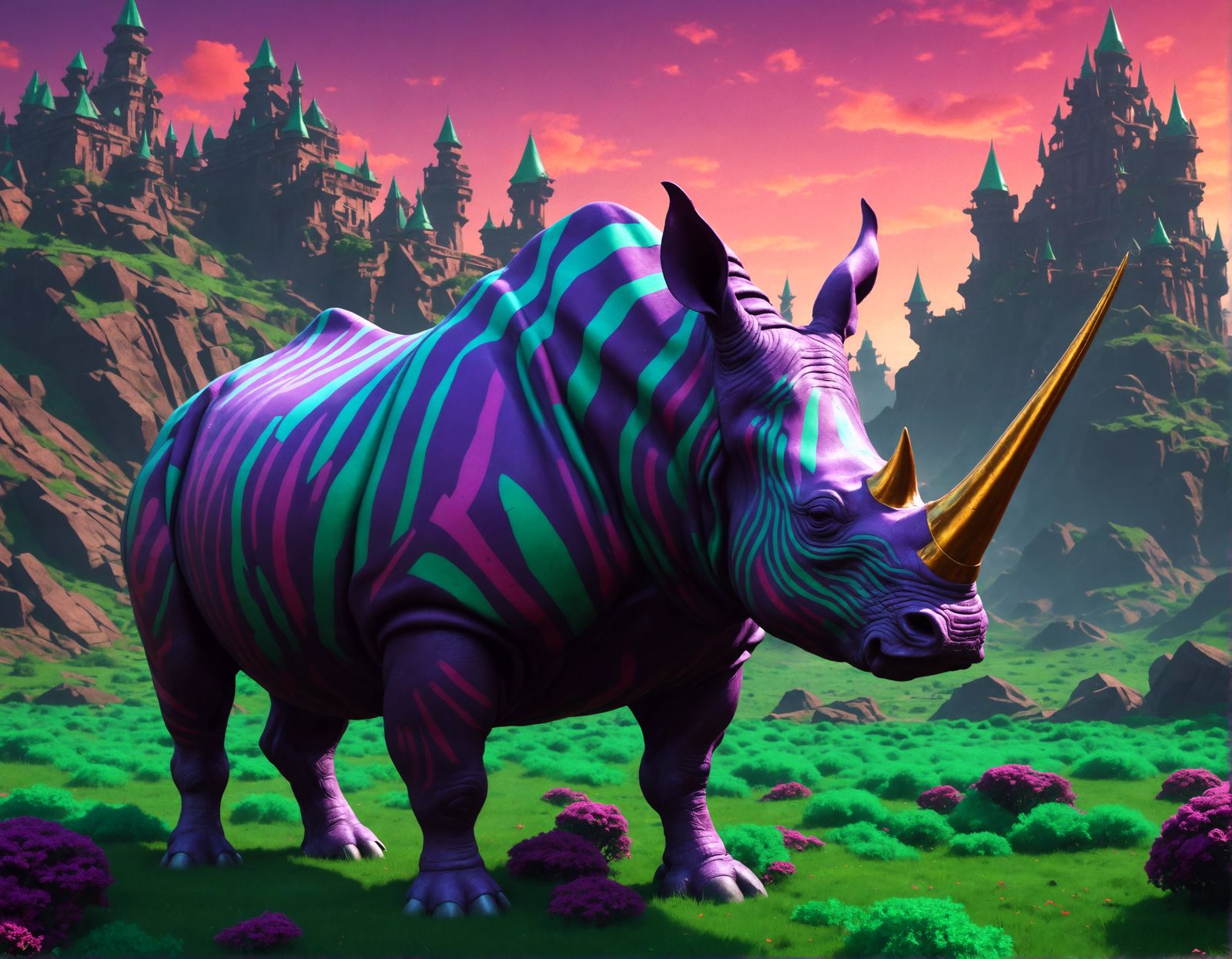 Jack Rhino with Golden Horn - AI Generated Artwork - NightCafe Creator