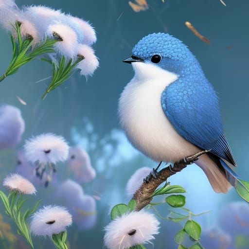 "Portrait of Cute Round Baby Mountain Bluebird with Fluffy feathers ...