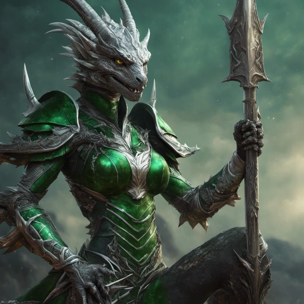 Silver draconian mercenary - AI Generated Artwork - NightCafe Creator