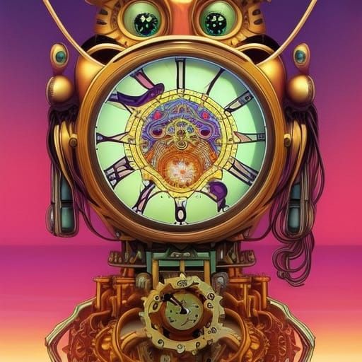 translucent time glass, clockwork :: hyperdetailed steampunk clock ...