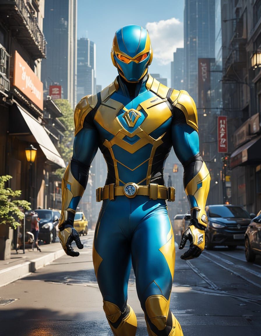 Dynamic Superhero Whizzer Zooms Down City Street i... - AI Art