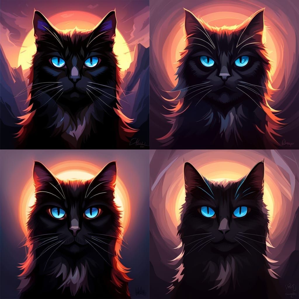 black black like the night fur cat. blue blue eyes like the sky cat ...