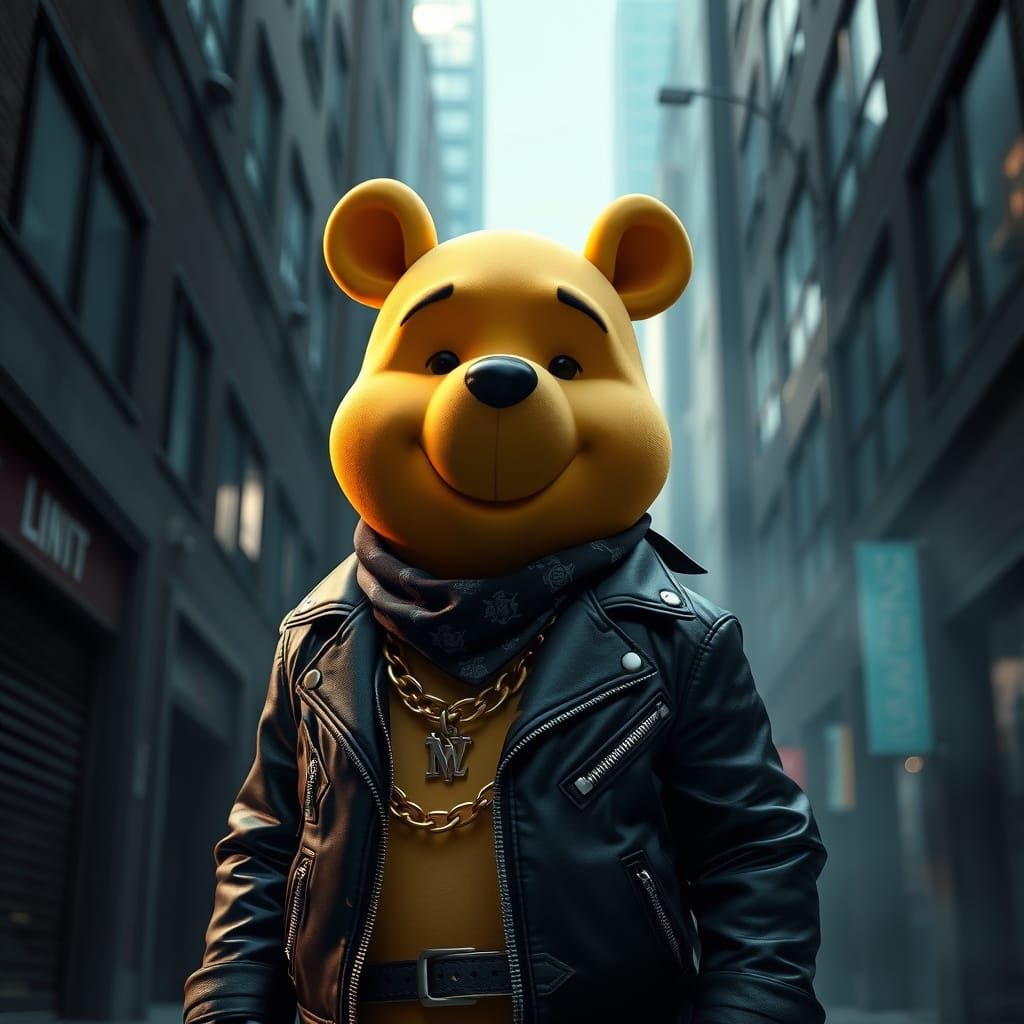 Gangster Winnie the Pooh with Taper Fade - AI Art