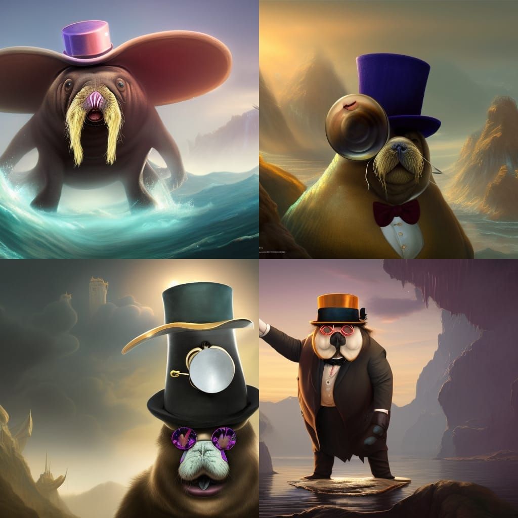 Walrus wearing a tophat and monocle - AI Generated Artwork - NightCafe ...