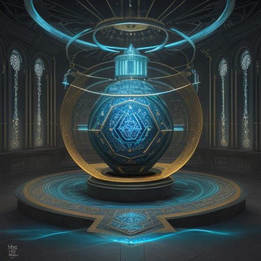 Surrealistic Industrial Dynamo Core in Golden Bron... - AI Art