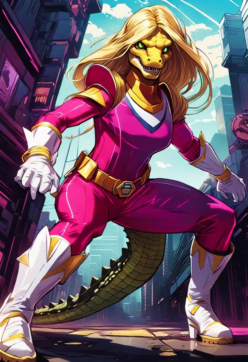 Pink Crocodile Ranger - AI Generated Artwork - NightCafe Creator