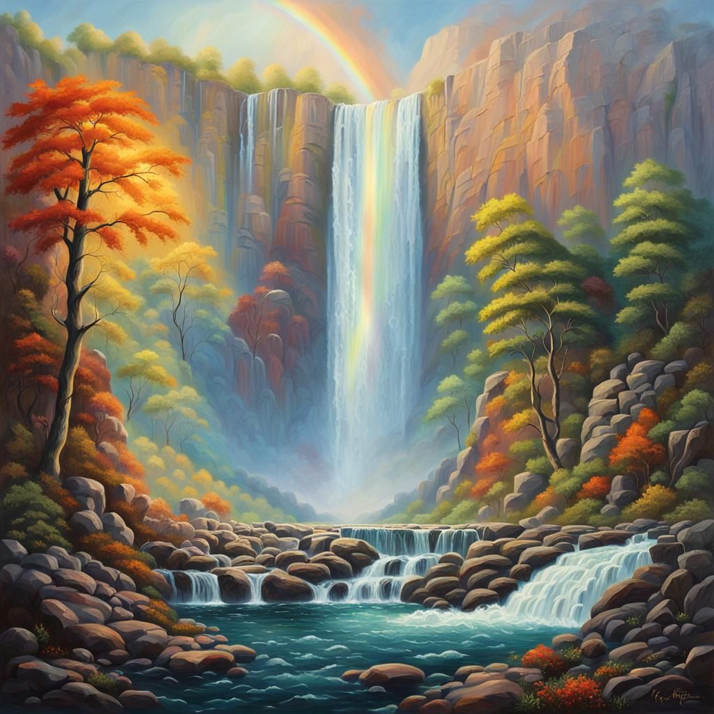 Waterfall - AI Generated Artwork - NightCafe Creator