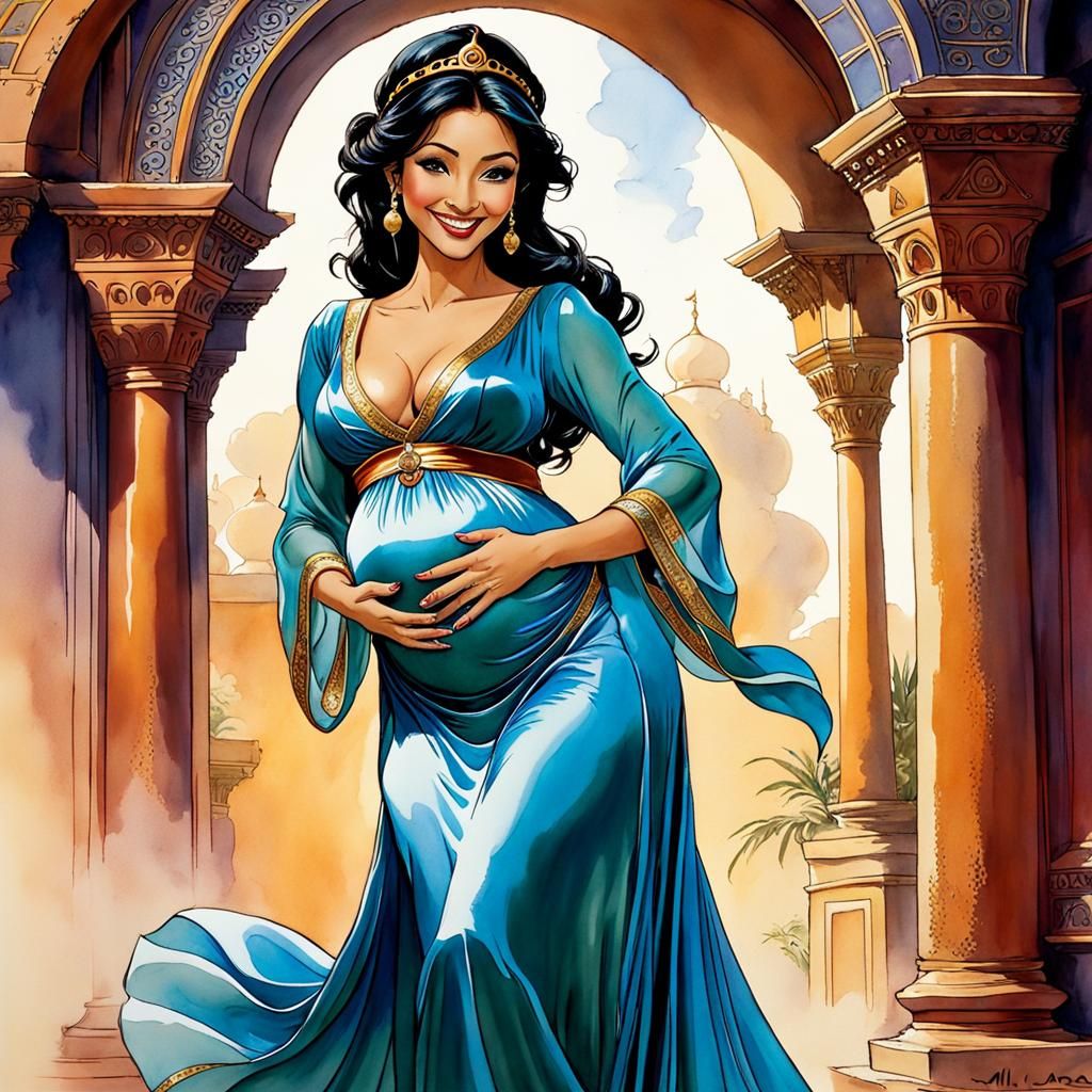 Cute pregnant Jasmine from Aladdin - AI Generated Artwork - NightCafe ...