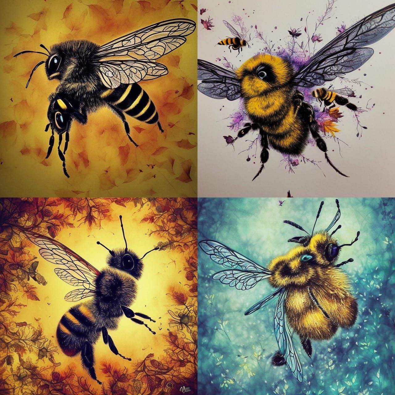 Beautiful highly detailed ornate intricate portrait of flying bee ...