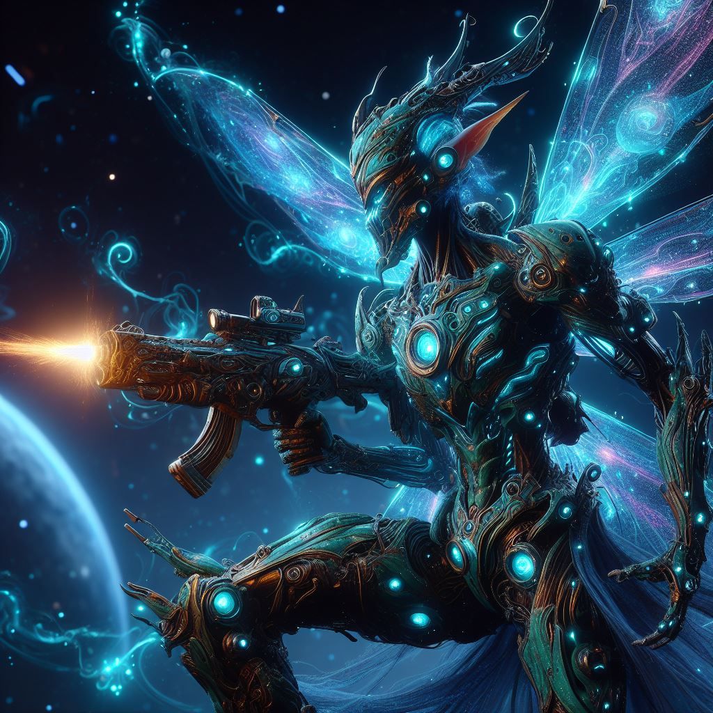 Cyborg Fairy : riffle edition - AI Generated Artwork - NightCafe Creator