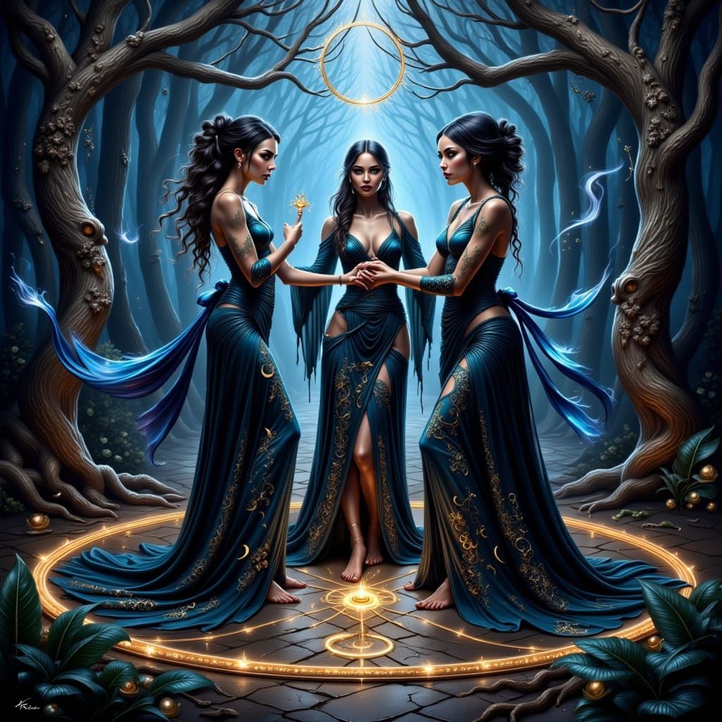 Enchanted Witches Conjure Fae Magic in Dreamy Whim... - AI Art