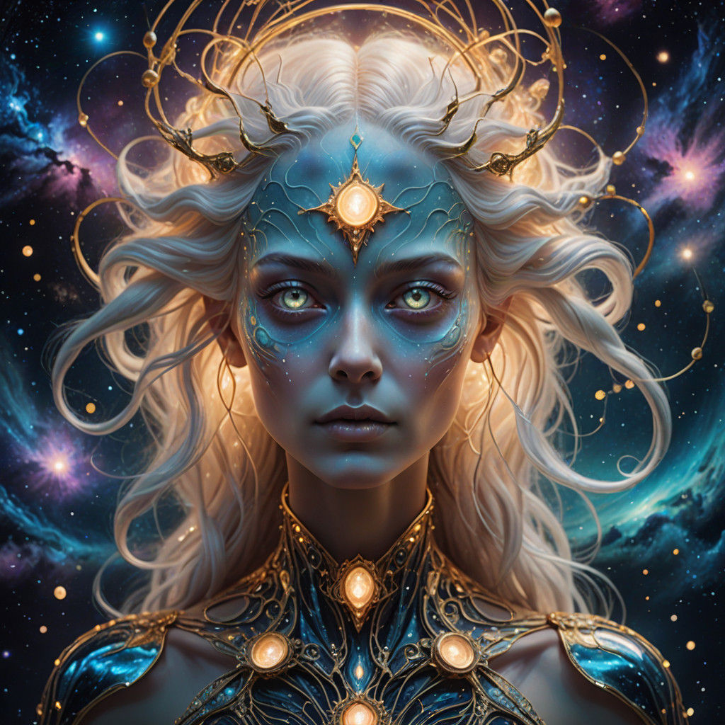 Alien Beauty - Surreal Alien Goddess with Glowing Skin and C...