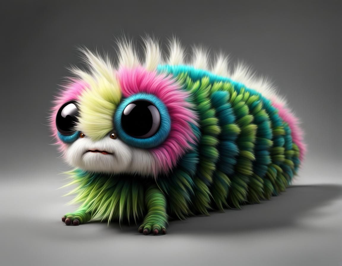 ALIEN PET - striped baby furry Alien caterpillar pet - AI Generated ...