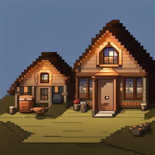 Cottage, pixel art - AI Generated Artwork - NightCafe Creator