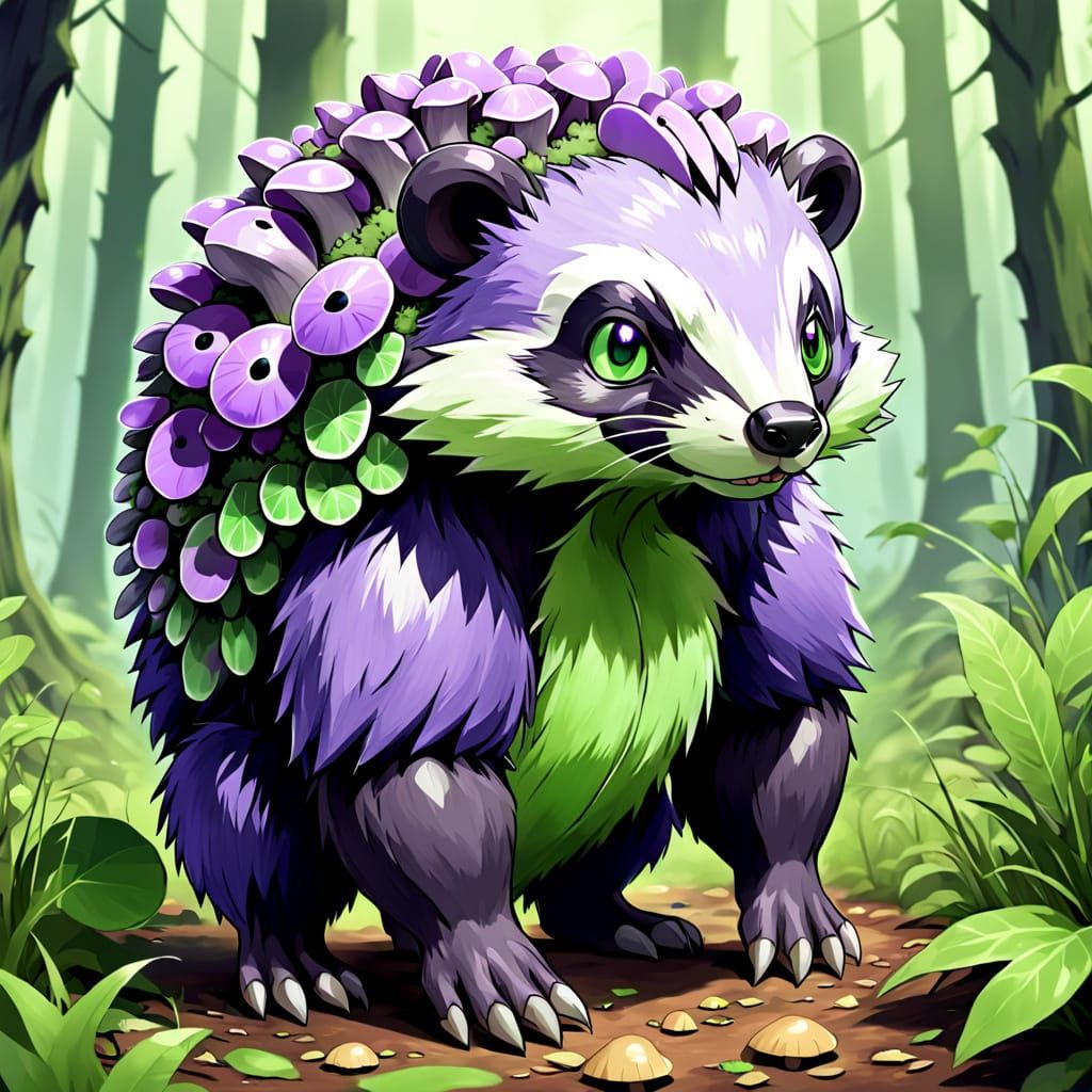 Giant Badger Inspired Poison Fakemon in Anime Styl... - AI Art