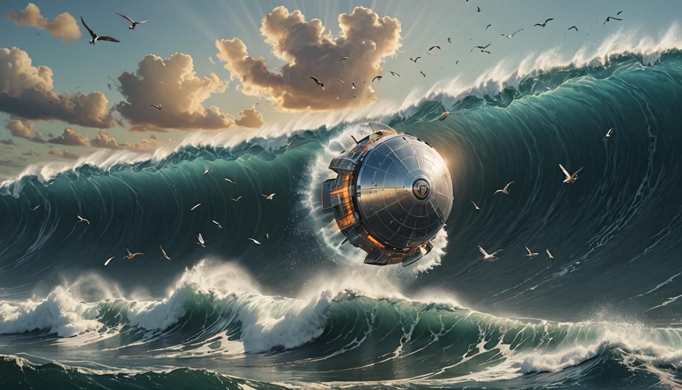 Alien wave surfing - AI Generated Artwork - NightCafe Creator