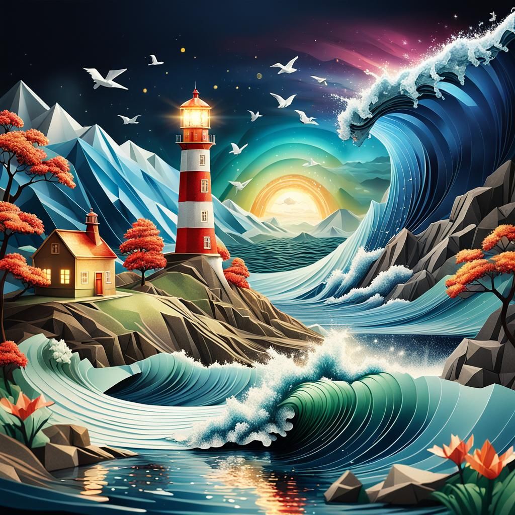 Origami Landscape - AI Generated Artwork - NightCafe Creator