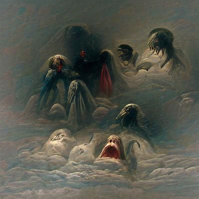 demons hovering over a woman crying : nightcafe