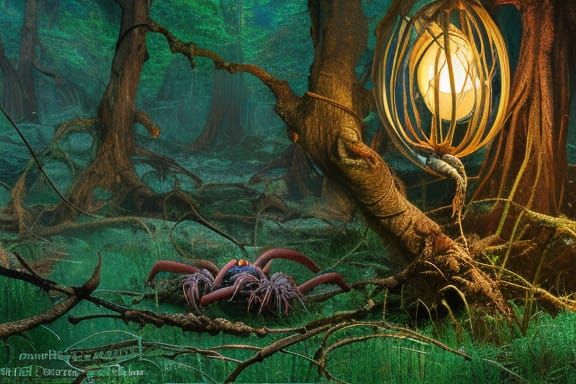 Of spiders and fairy lamps 1 - AI Generated Artwork - NightCafe Creator