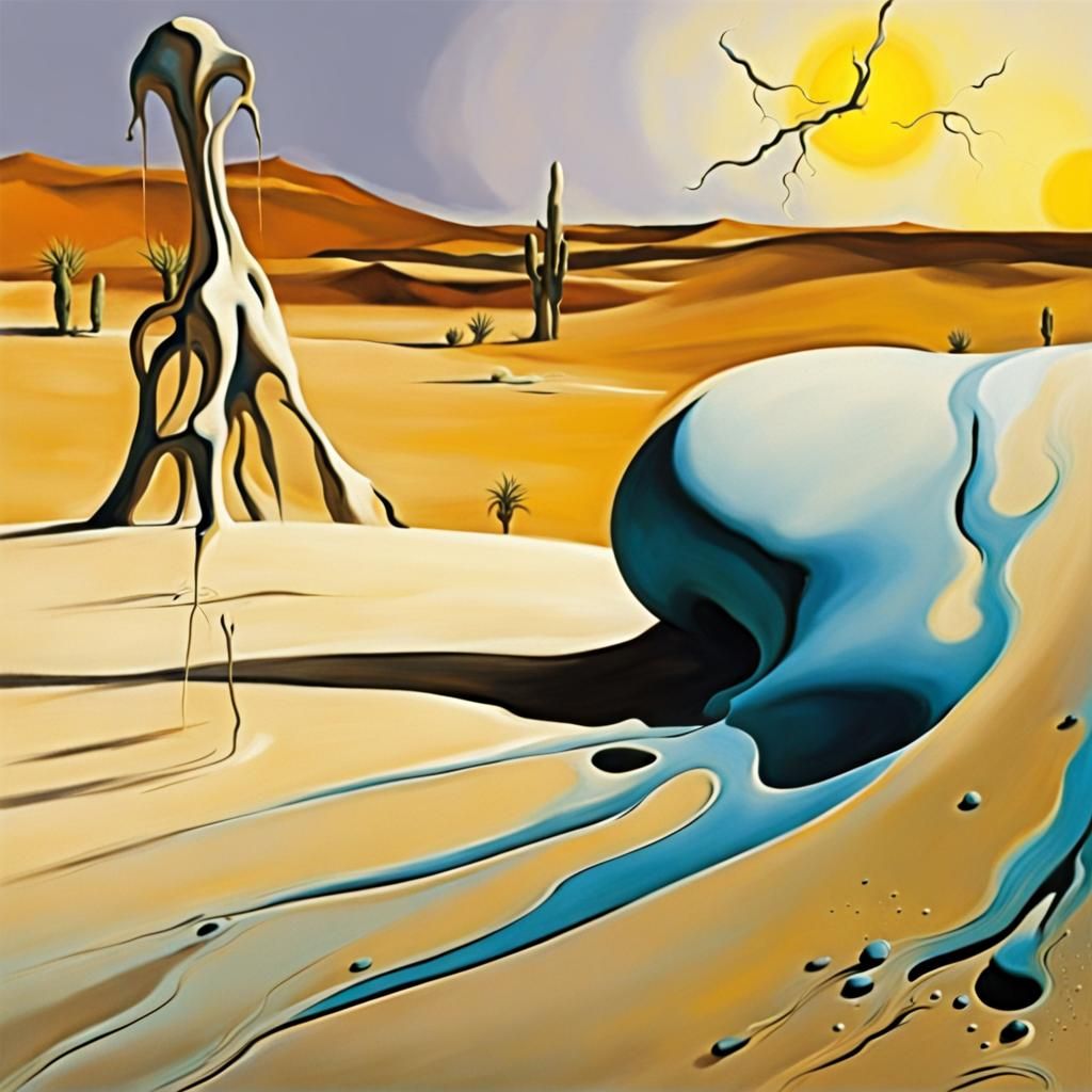 Desert Watches:: Dripping Paint::3 Sunlight::3 Salvador Dali::3 --Aspect 16:9 --Version 6 ...
