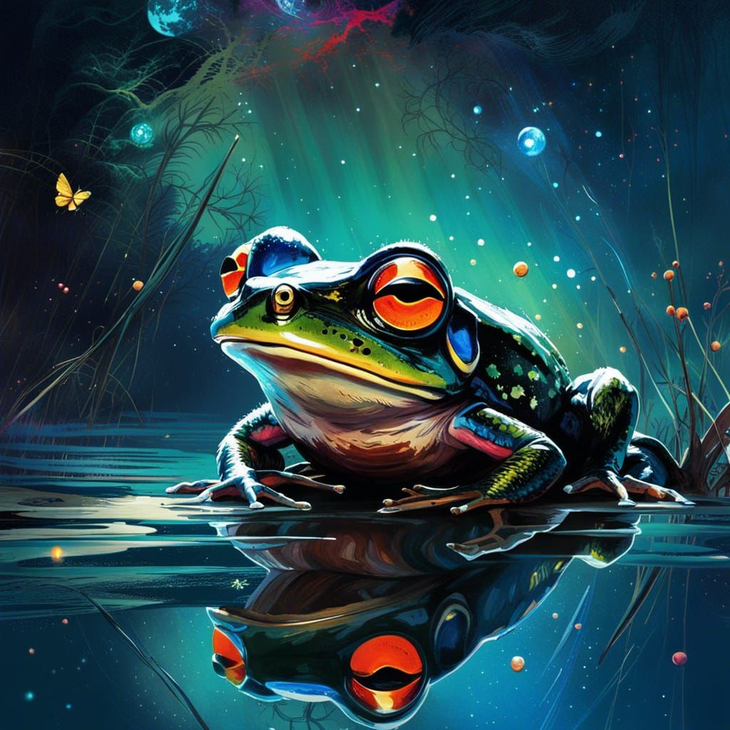 A frog in a pond - AI Generated Artwork - NightCafe Creator