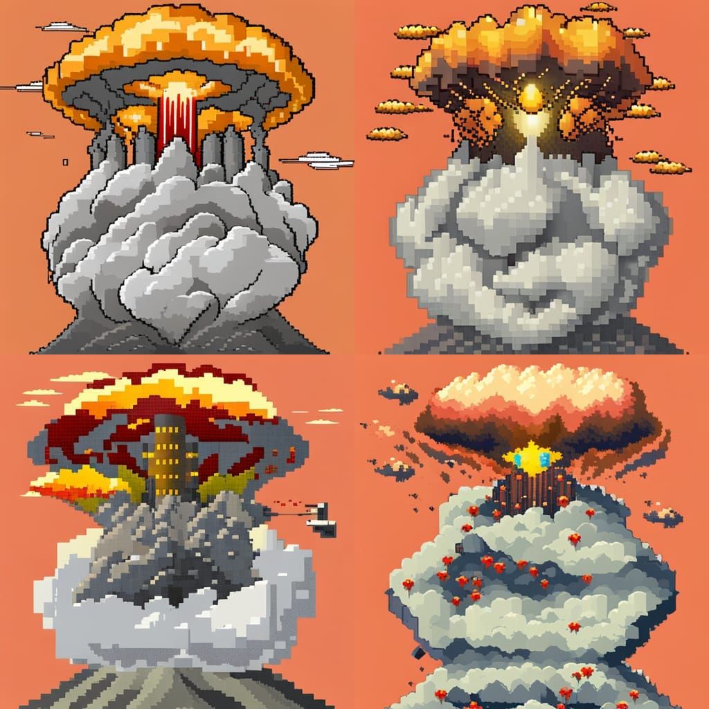 atomic bomb pixelated - AI Generated Artwork - NightCafe Creator