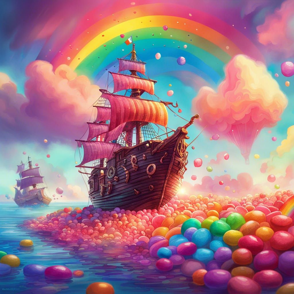 Floating pirate ship made of candy - AI Generated Artwork - NightCafe ...