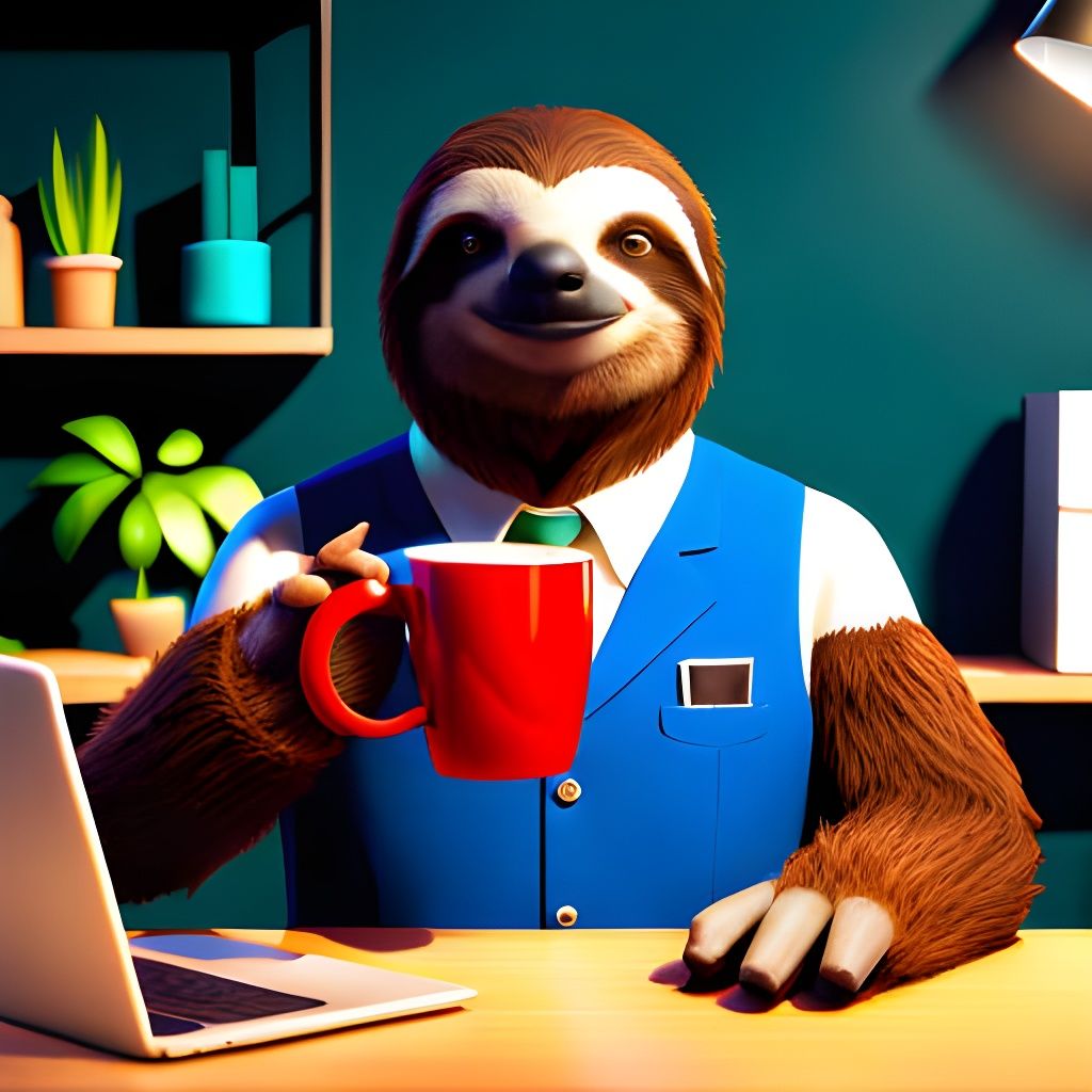 Sloth Office Worker - AI Generated Artwork - NightCafe Creator