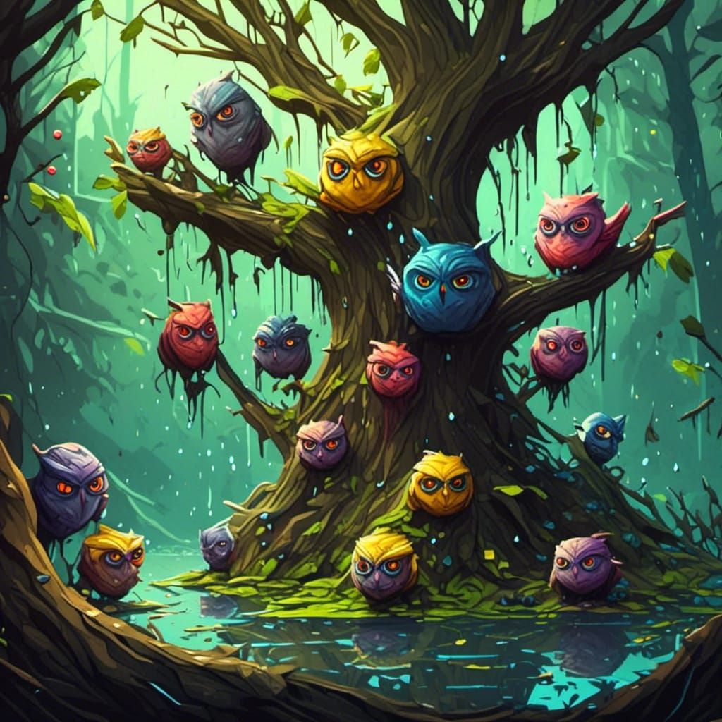 The Owls Tree 🎄 - AI Generated Artwork - NightCafe Creator