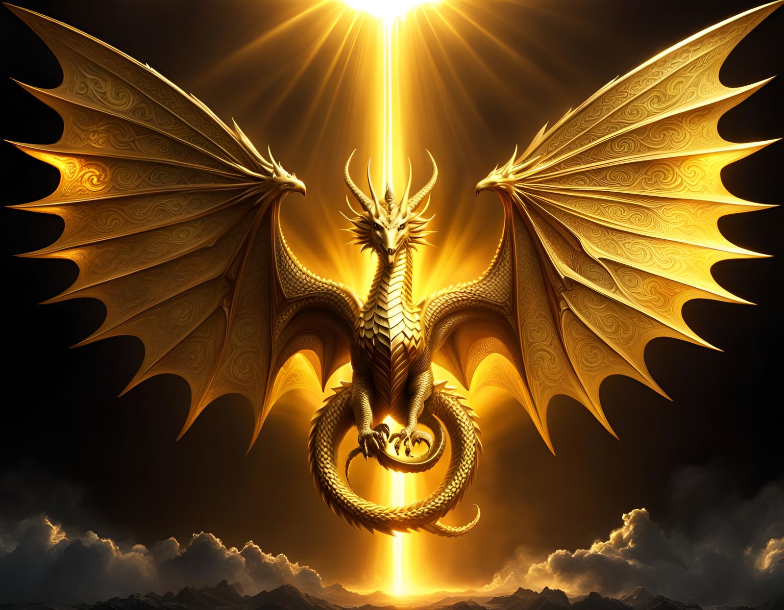 The Golden Sun Dragon - AI Generated Artwork - NightCafe Creator