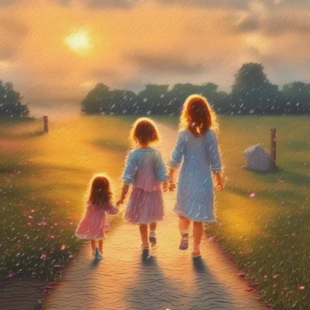 Sisters, Impressionism, 3D - AI Generated Artwork - NightCafe Creator