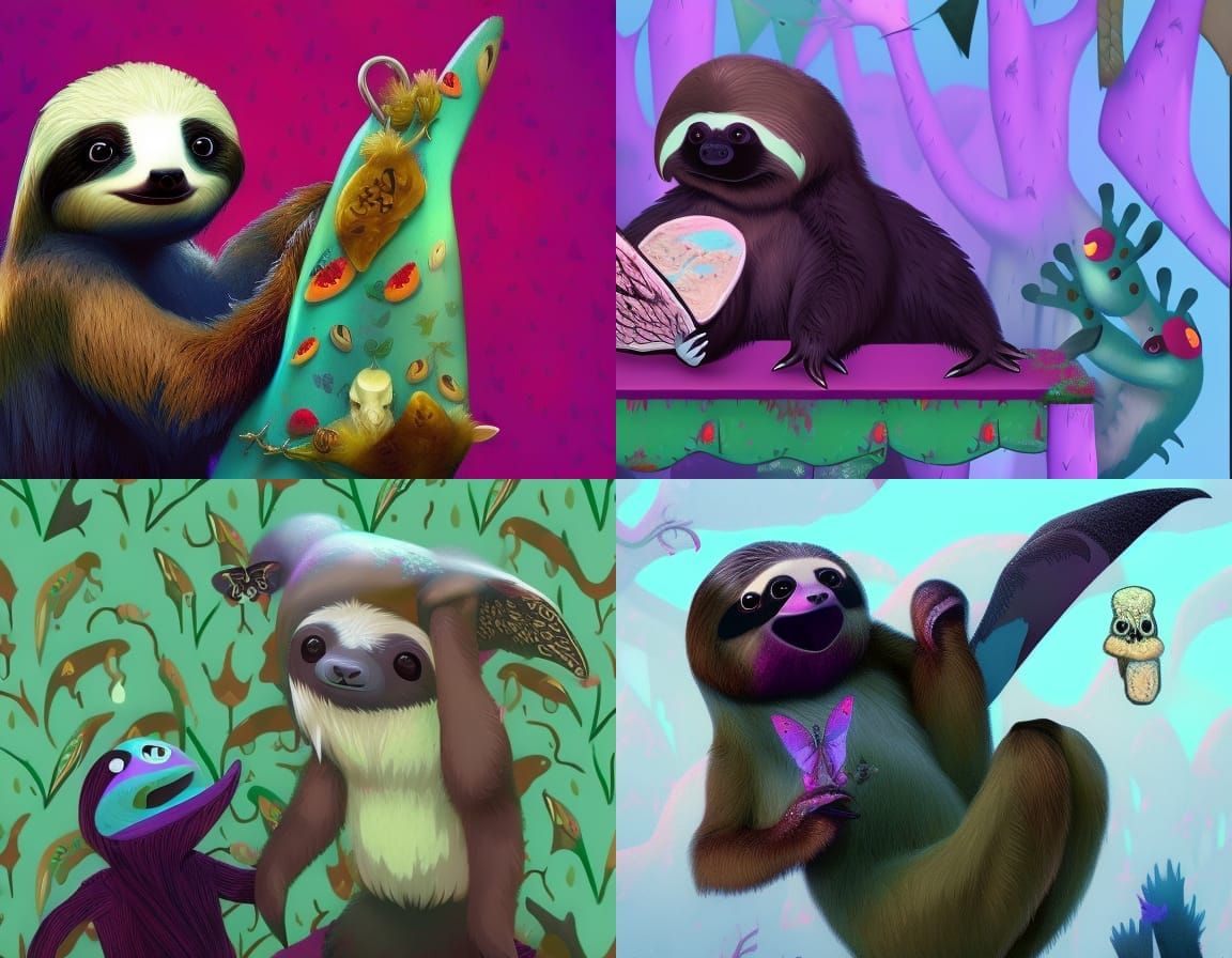 goth sloth discovers moth in her broth by artist "goth sloth" - AI ...