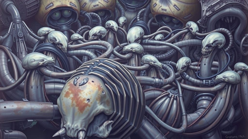 Landscape II - Surreal Biomechanical Landscapes in Monochrom...