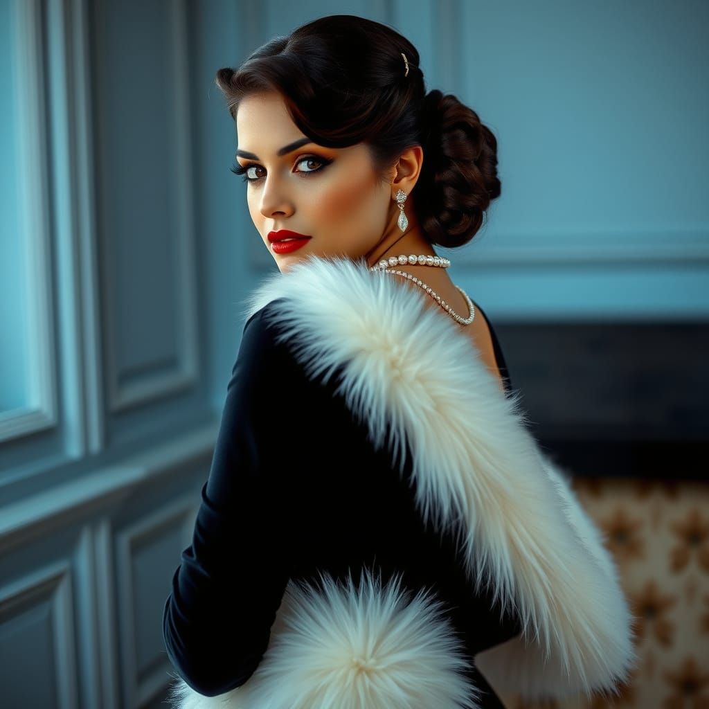 A stunning, elegant woman with voluptuous curves in a demure, half ...