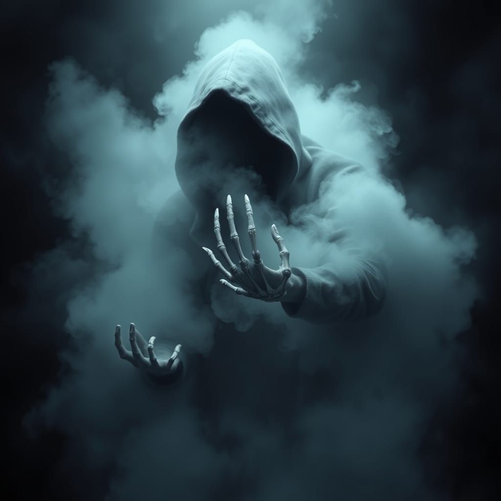Creepy Ghosts: A hooded ghostly figure 2