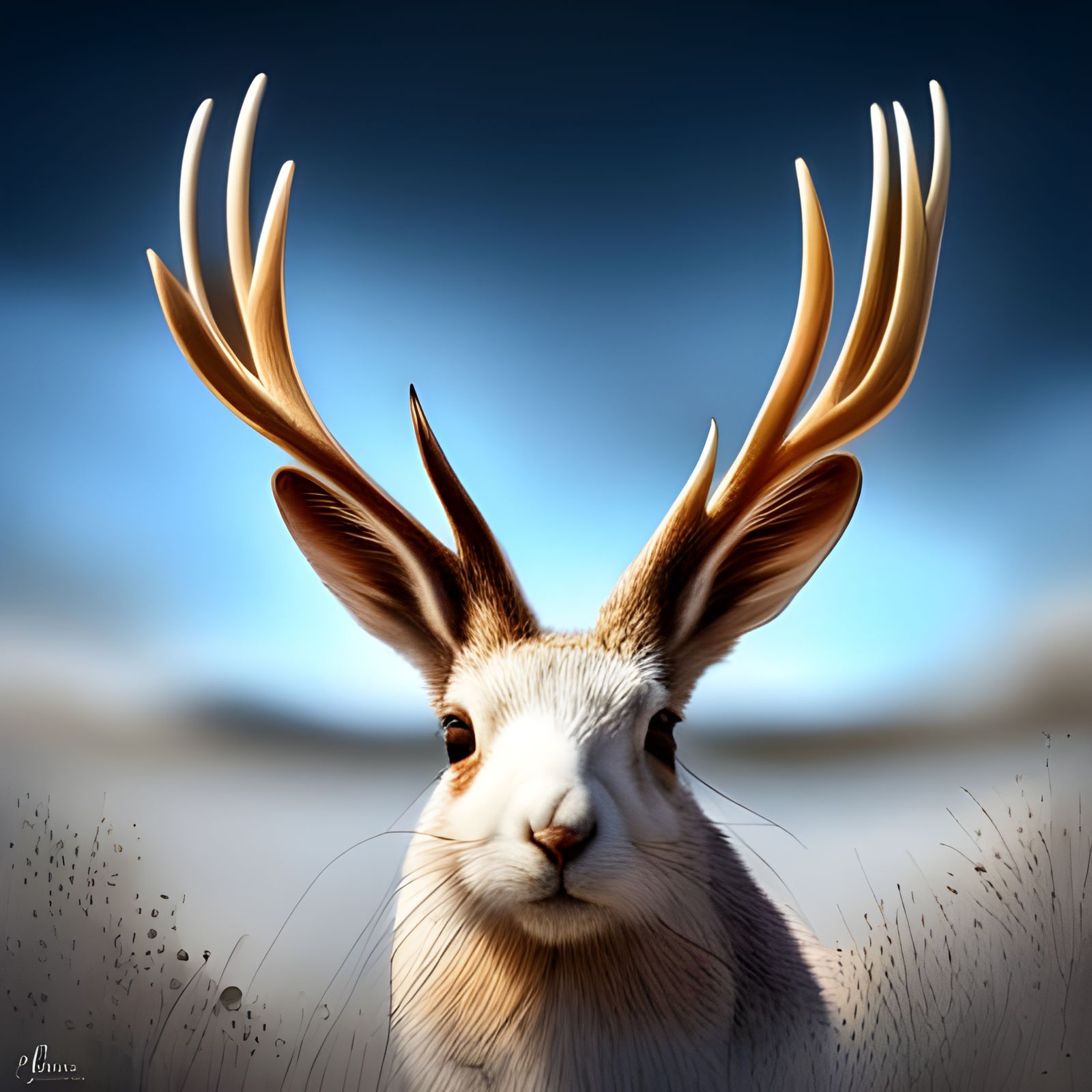 A California Jackalope, a jackrabbit with antelope horns, Google it ...