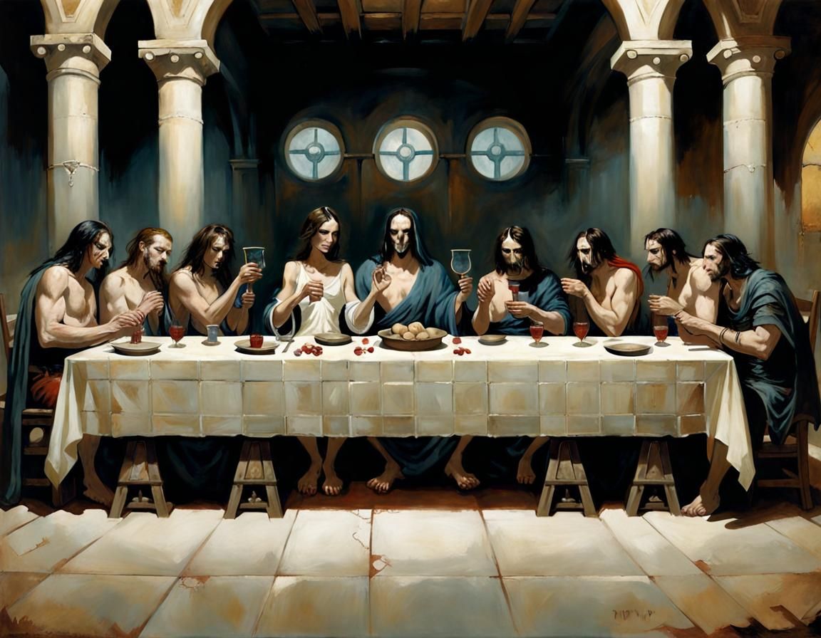 The Last Supper in the style of Gerald Brom - AI Generated Artwork ...