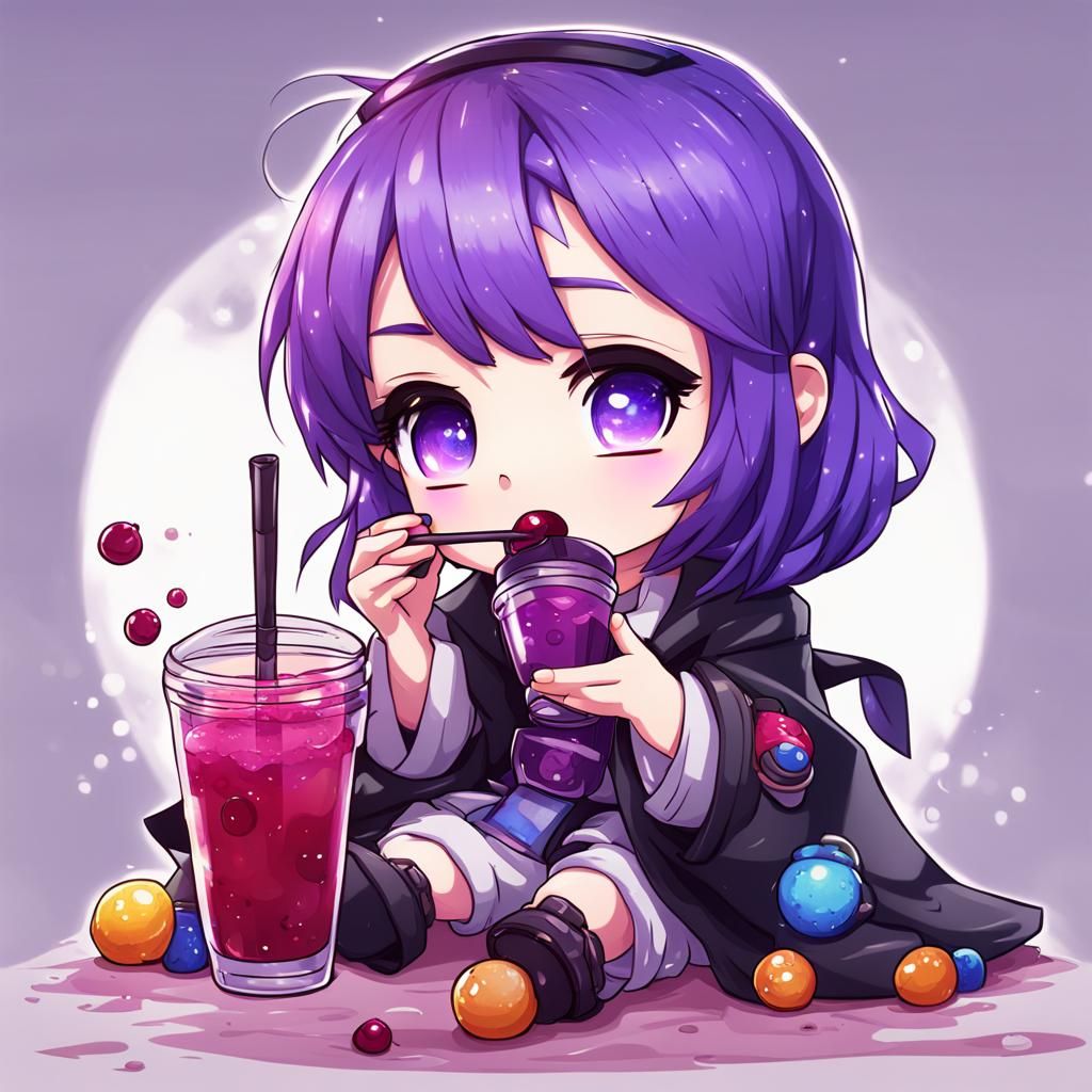 Chibi girl drinking boba - AI Generated Artwork - NightCafe Creator