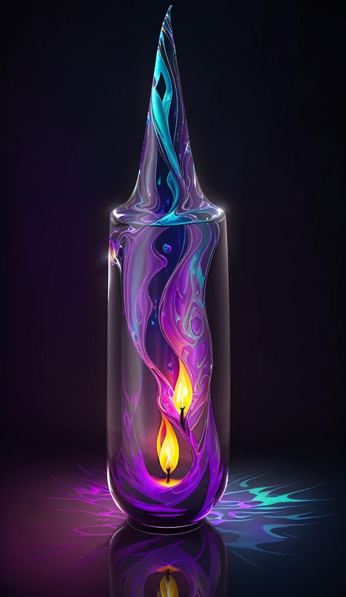 Lava lamp Glass candle Enchanted midnight ripple reflection Magic light ...