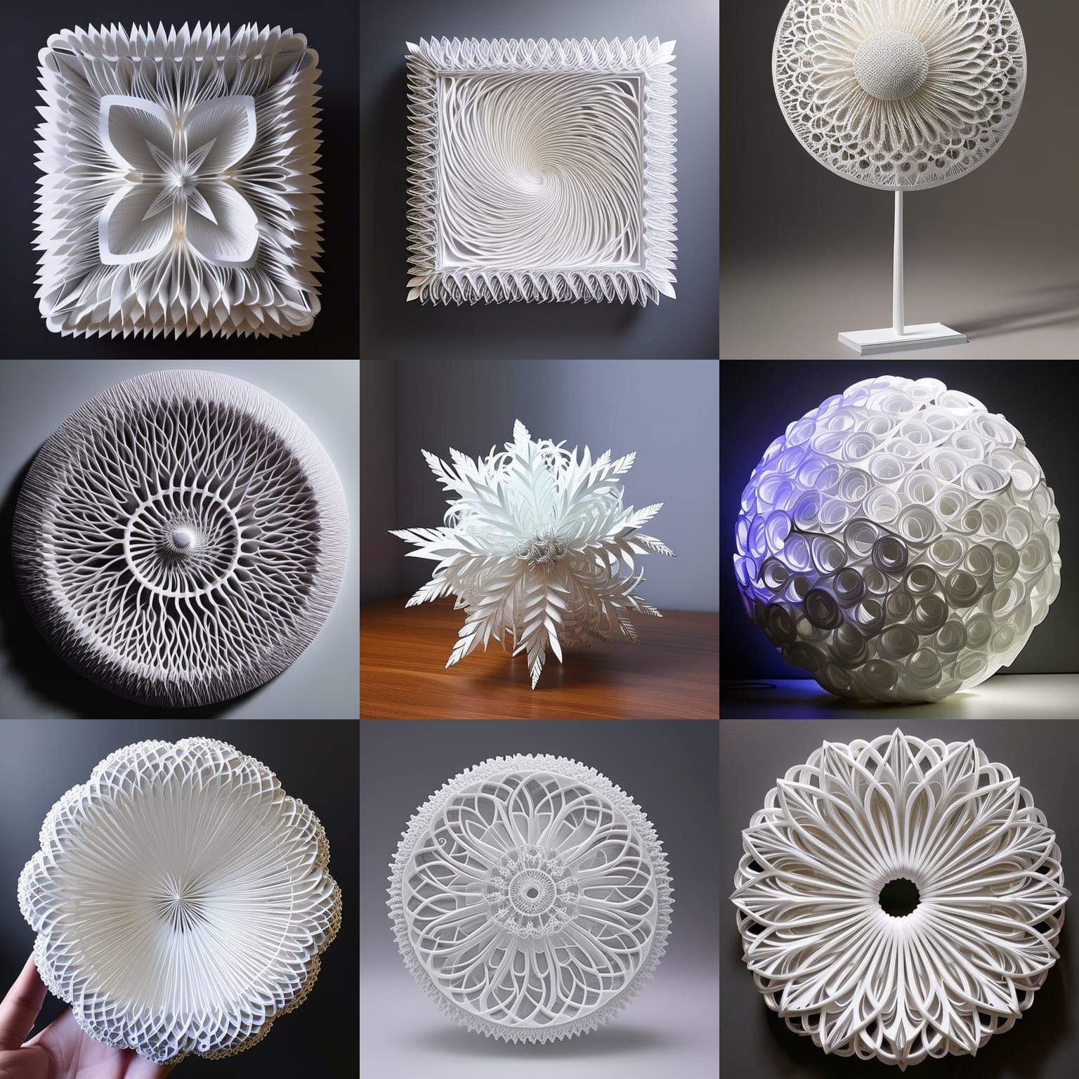 Incredibly Intricate white colored microorganism Paper Sculpture - AI ...