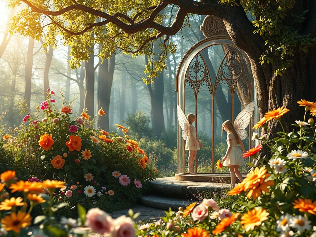 Whimsical Summer Garden Scene in Fantasycore Style - AI Art
